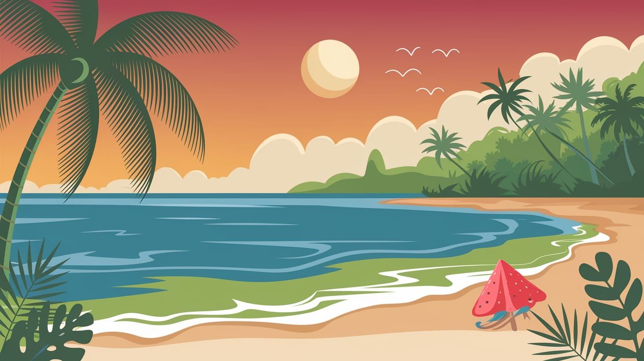 Tropical Beachscape wallpaper - Vibrant Tropical Beach Scene...