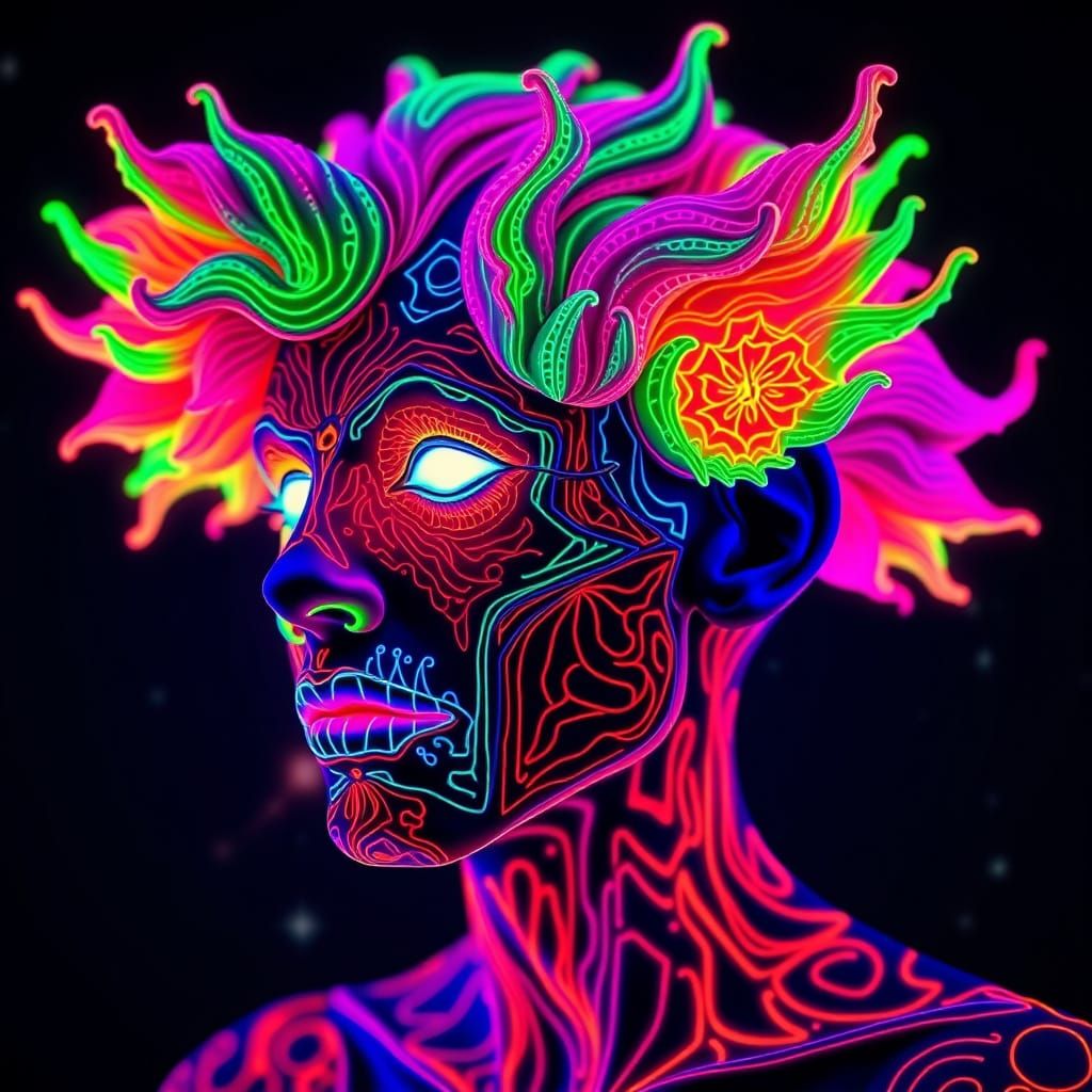 Cosmic Figure Radiates Surreal Energy in Psychedel... - AI Art