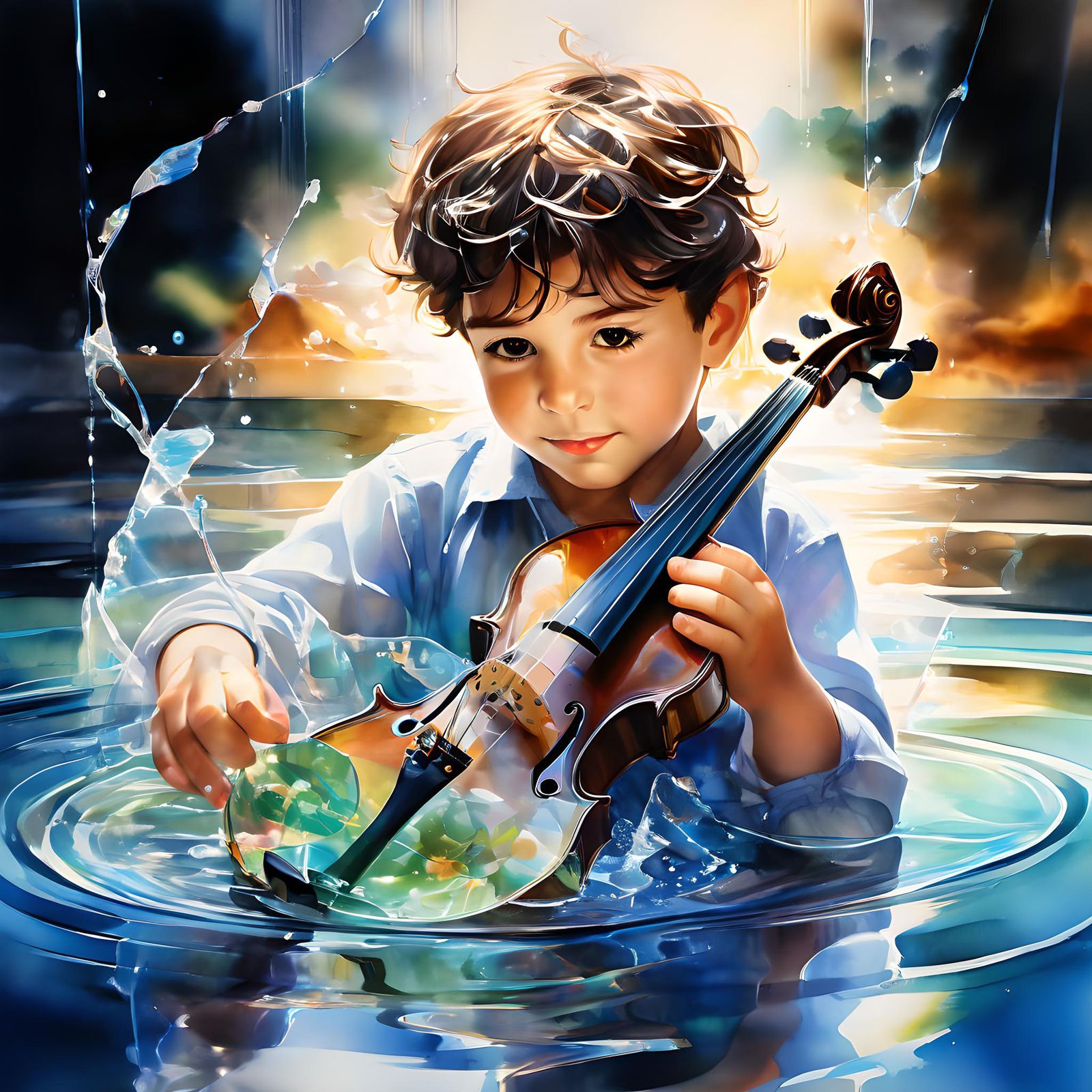 Little boy playing magical Violin - AI Generated Artwork - NightCafe ...