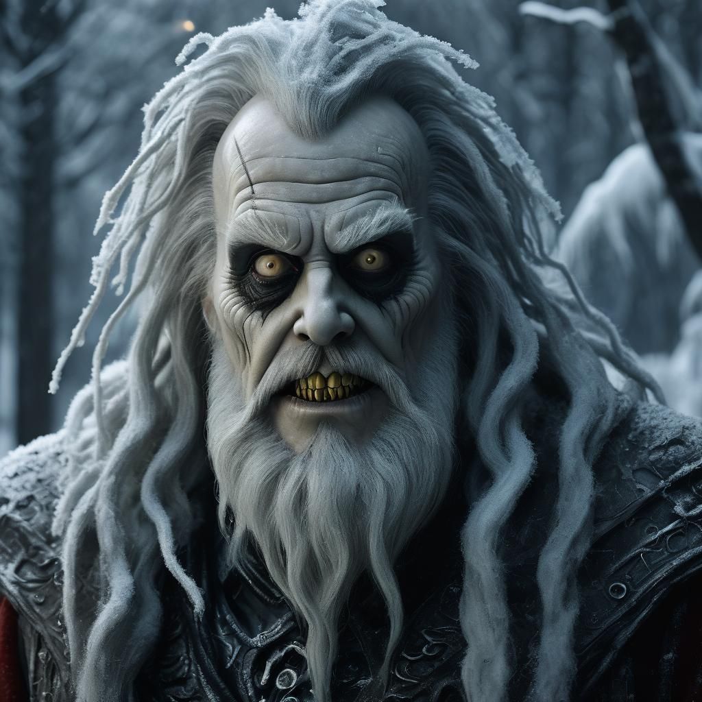 Sinister Santa Portrait in Winter Wonderland - AI Art