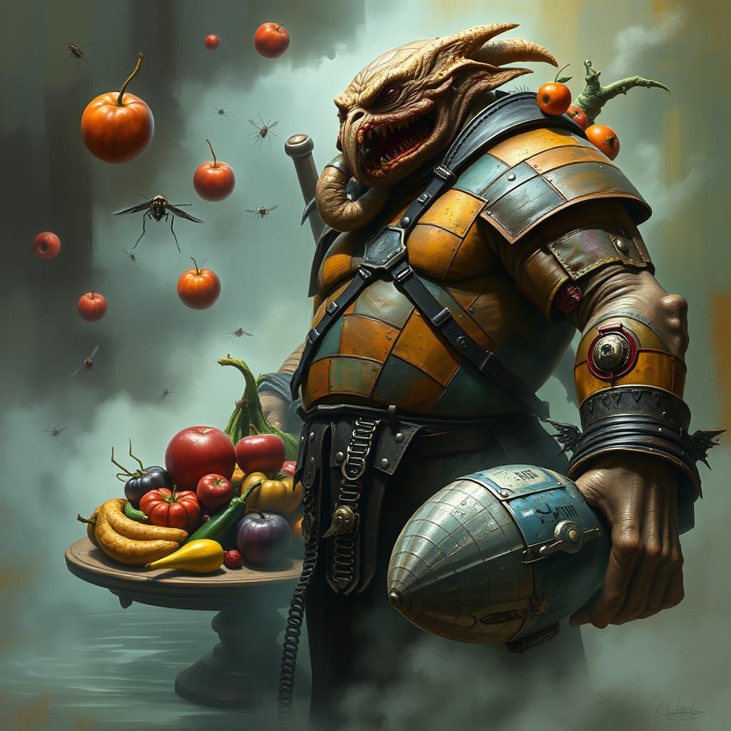 Distorted Surrealist Feast in a Grotesque Swamp - AI Art