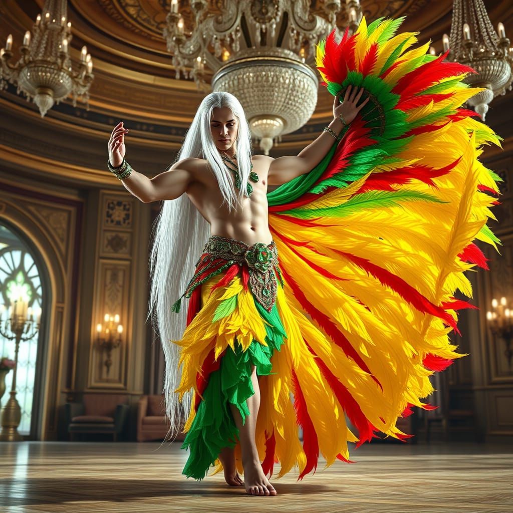 tropical parrot dance - Mystical Belly Dancer in Emerald, Re...