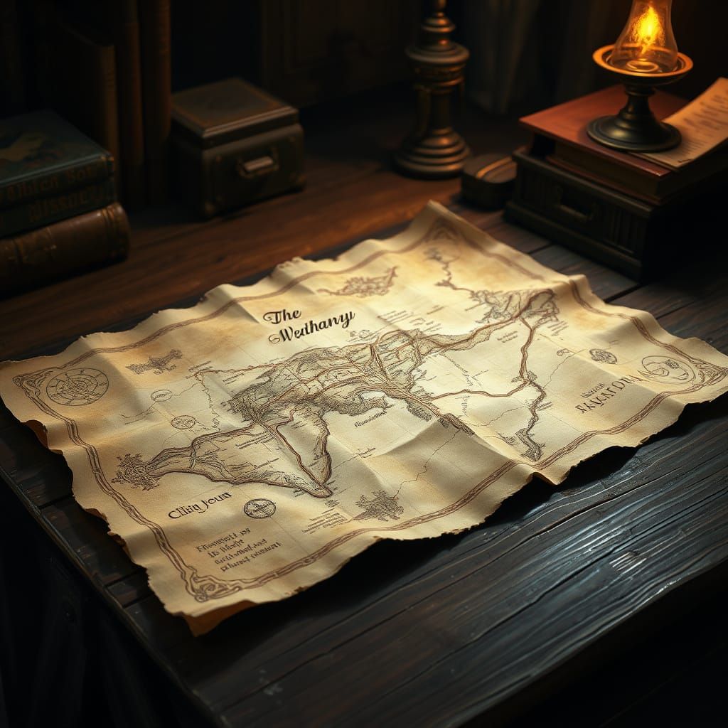 Ethereal Map Revealed in Golden Light - AI Art