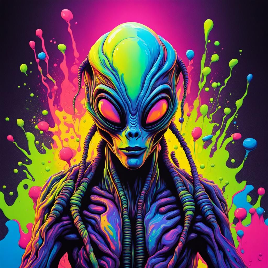 Alien Rave - Blacklight Alien Rave in Graffiti Art Style
