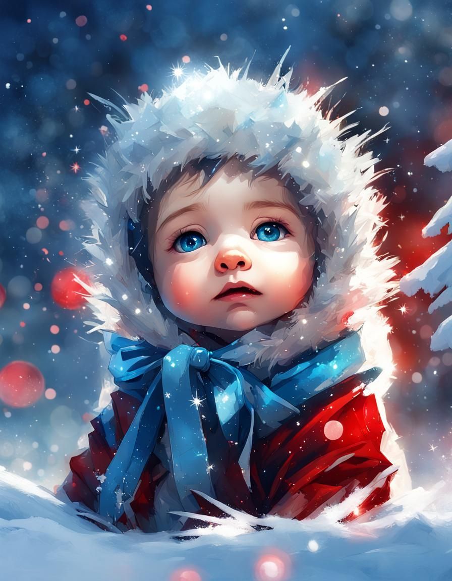 cute baby fee, Opulent blue bright eyes, 3D, rote Kleidung ...