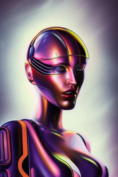 portrait of a gorgeous robot woman, clevage, Modern Art, Megan Fox ...