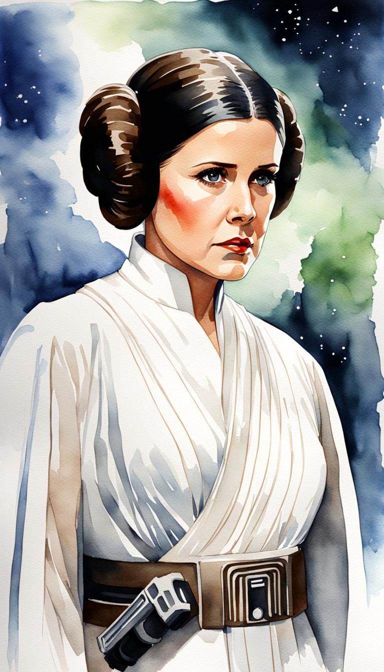 Watercolor portrait of General Leia Organa from Star Wars. - AI ...