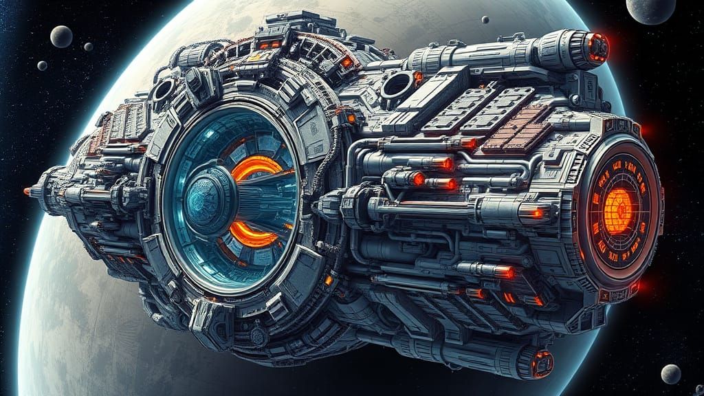 Futuristic Planetoid-Sized Spacecraft with Fusion ... - AI Art