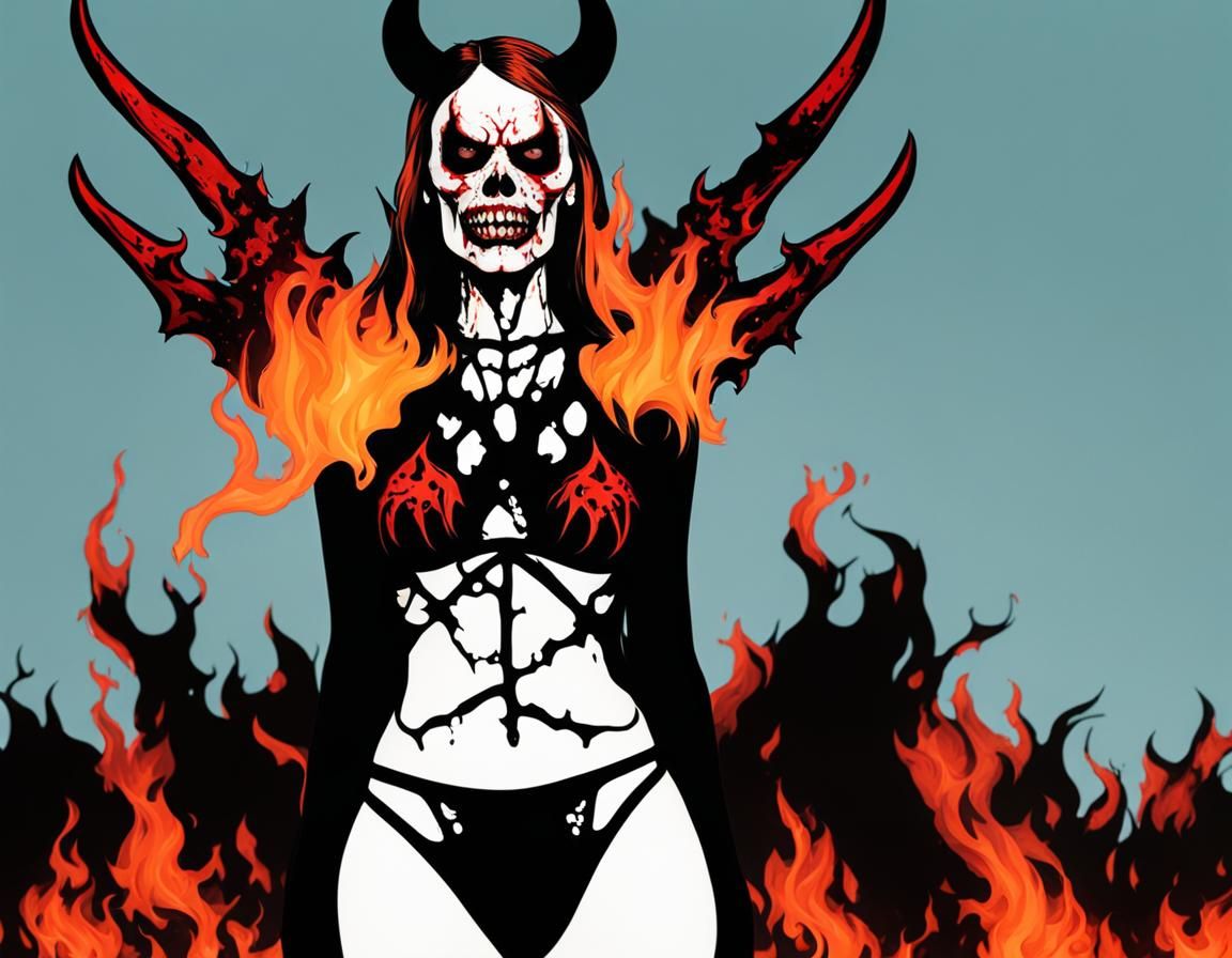 Bikini Demon Has the Devils Face VII - AI Generated Artwork - NightCafe Creator