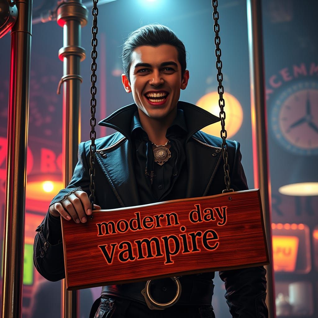 Hyper realistic very handsome modern day vampire, tall, dark, handsome ...