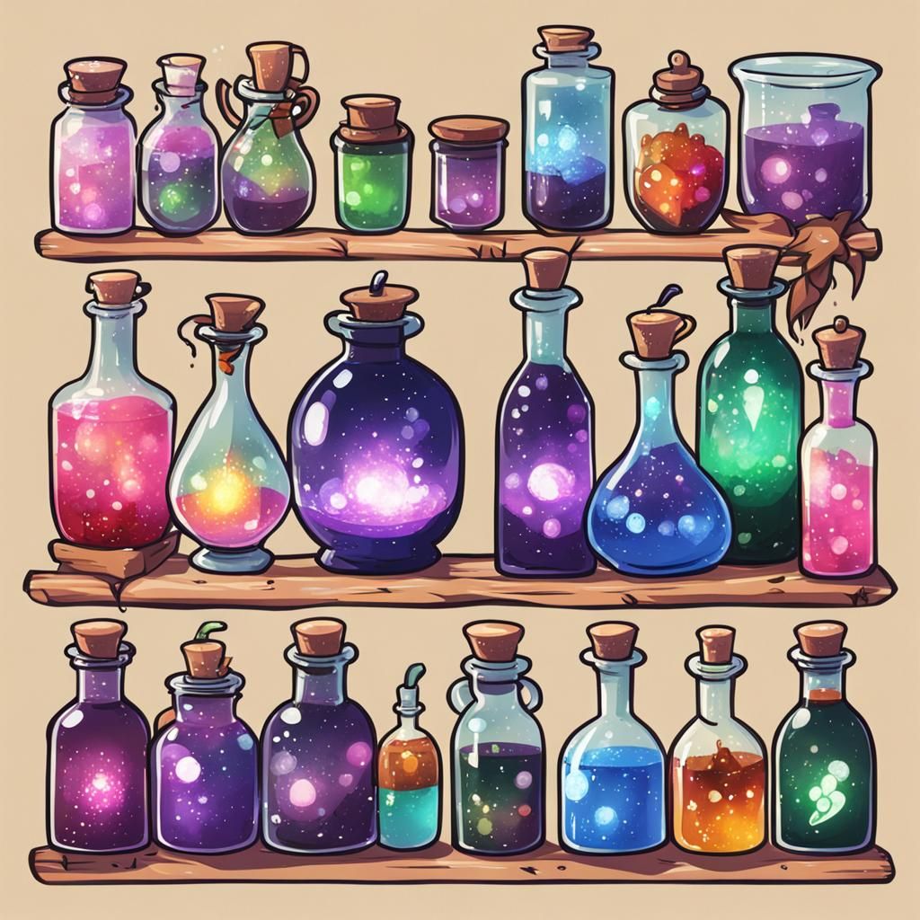 Magic potions - AI Generated Artwork - NightCafe Creator