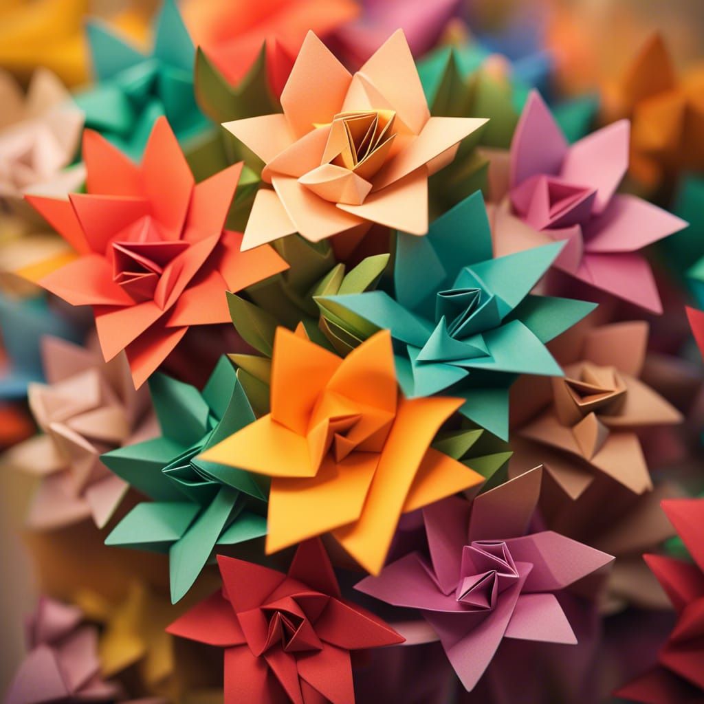 Mum bush, Origami paper folds papercraft, made of paper, stationery, 8K ...