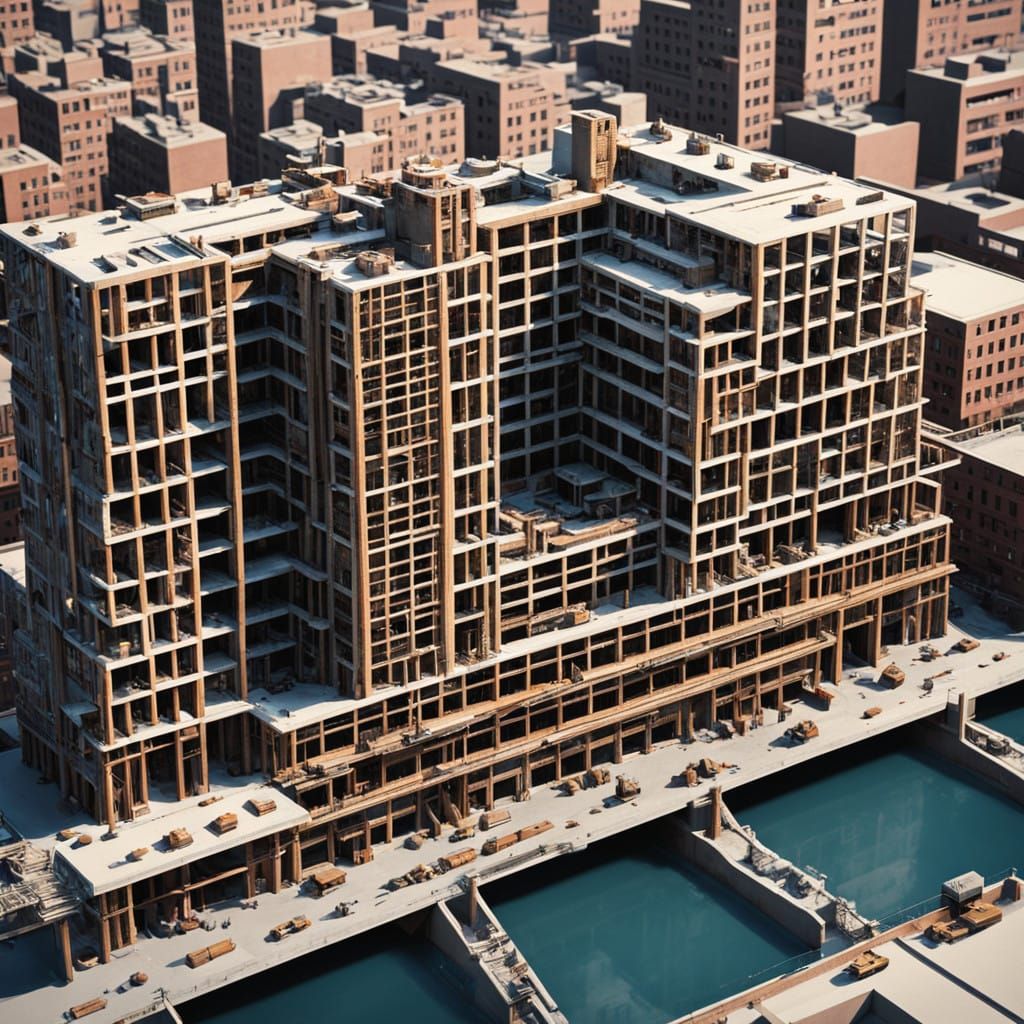 A building in the middle of construction where you can see all the ...