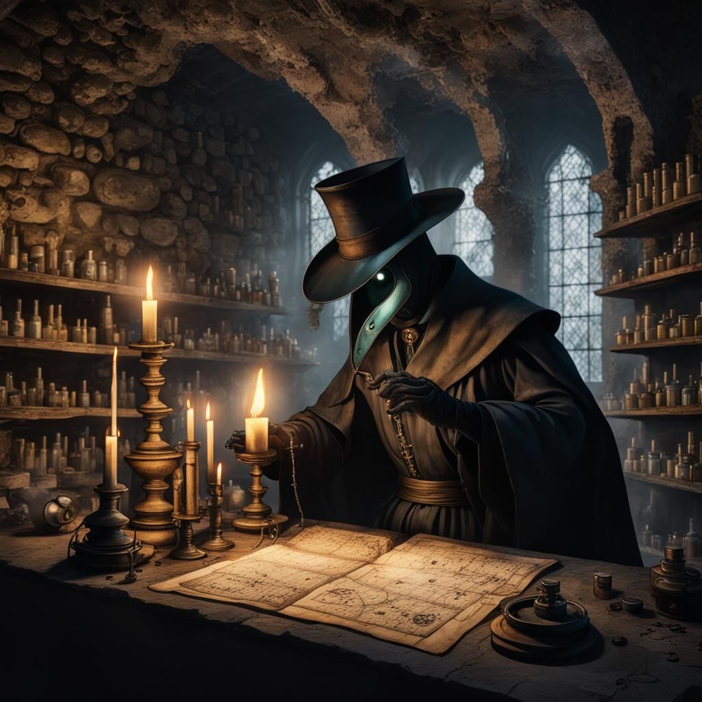 The plague doctor's secret laboratory hidden within a crumbling stone ...