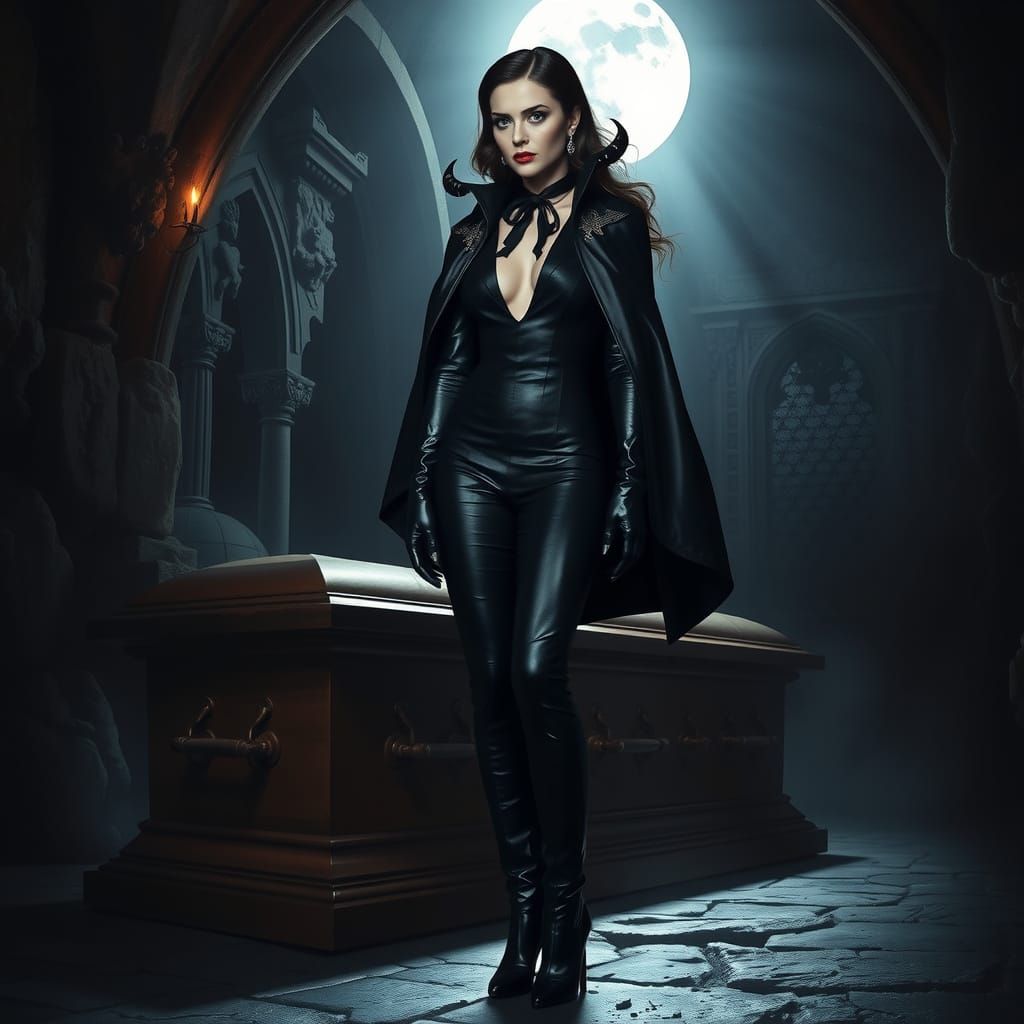 Ethereal Vampire Condessa in Dark Sophistication - AI Art