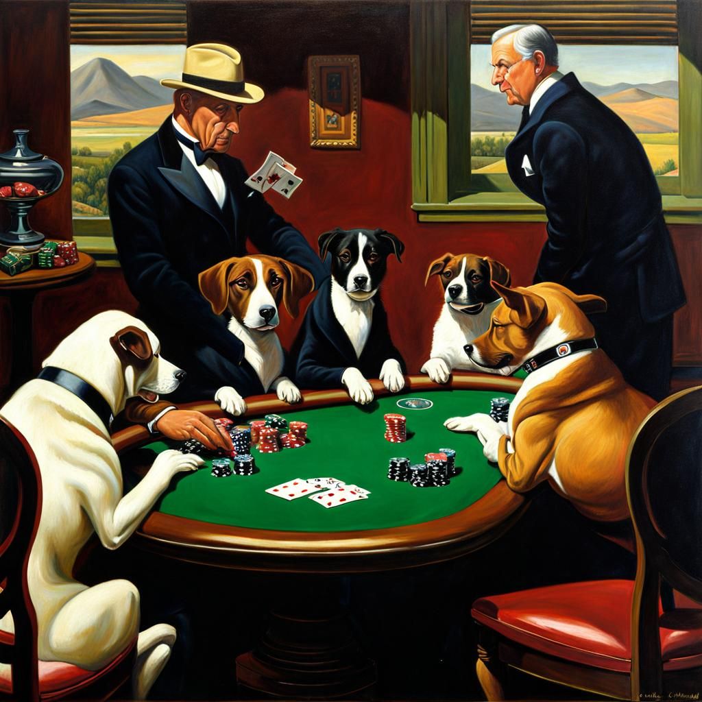 Vitreous, Poker Player DOGS FRIENDS, Oil Painting, Hyperdetailed ...