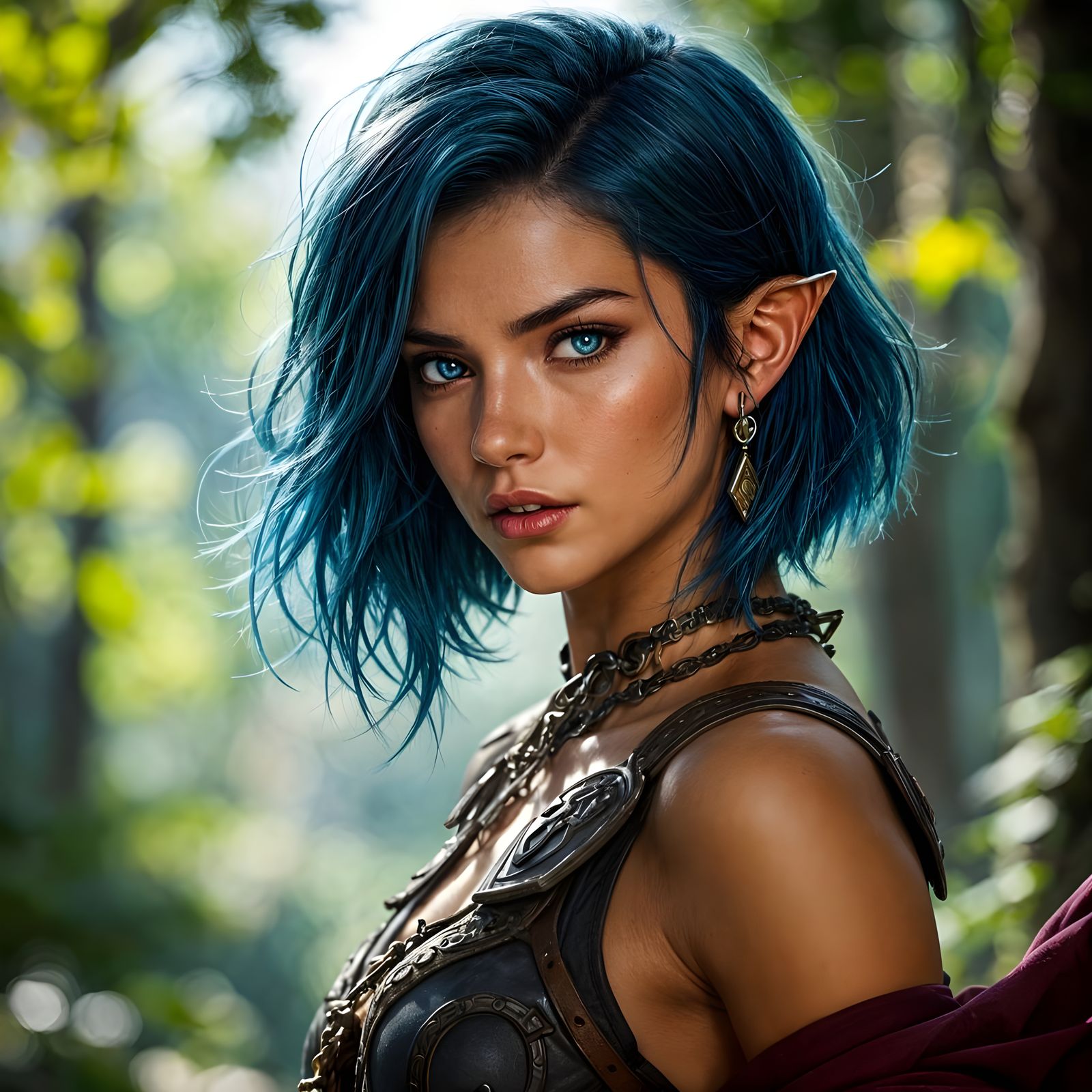 Wood Elf Portrait - Stunning Wood Elf in Forest Setting