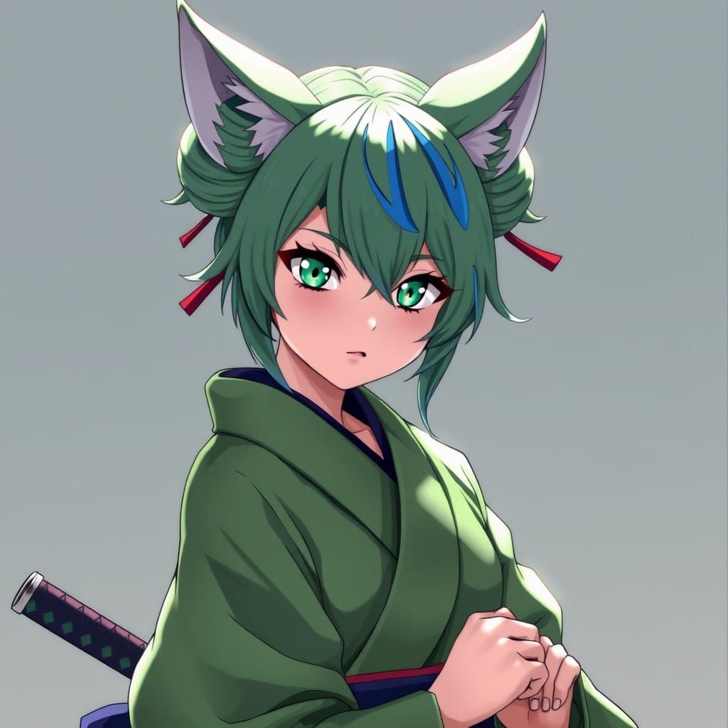 Ethereal Kitsune Maiden in Vibrant Anime Style - AI Art