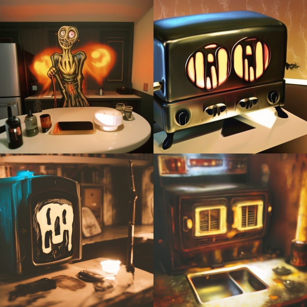 low-angle-wideshot-view-of-demonically-possessed-toaster-floating ...