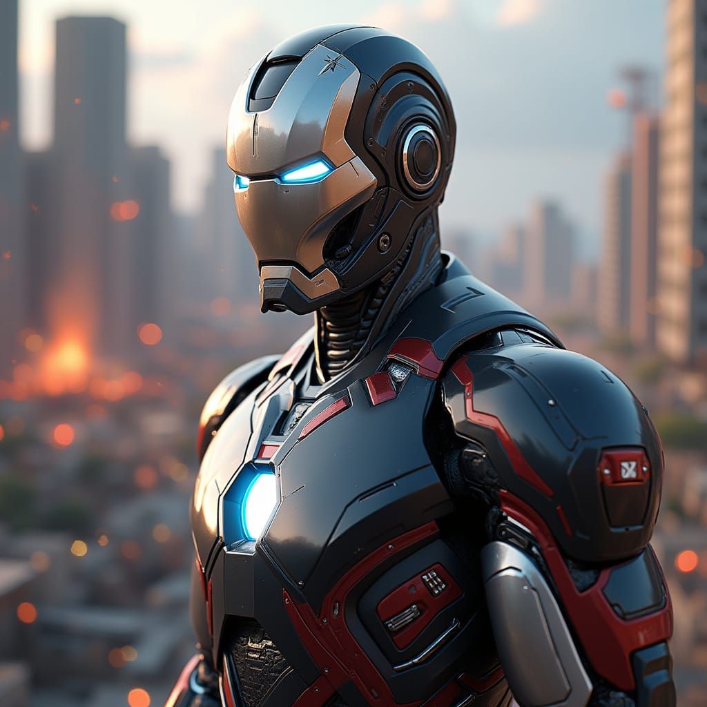 Cyberpunk Iron Man Ultron Armor - AI Art
