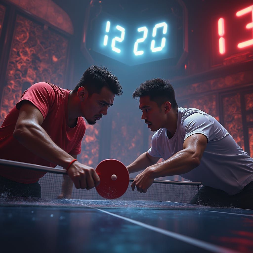 Hyper Realistic Ping Pong Showdown: Mel vs Izzy in... - AI Art