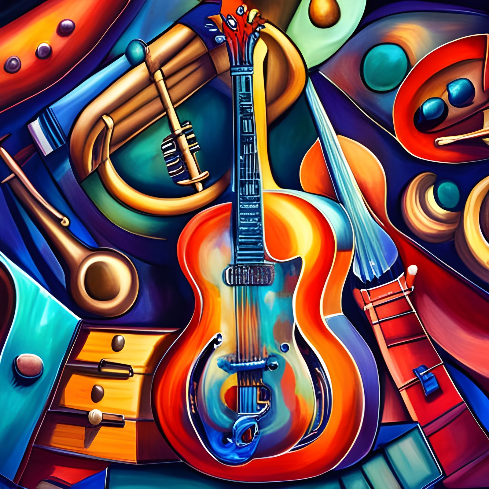 Musical Instruments Collage - AI Generated Artwork - NightCafe Creator