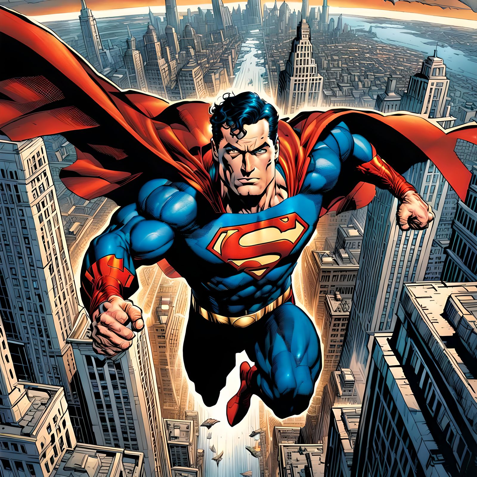 Superman flying over Metropolis - AI Generated Artwork - NightCafe Creator