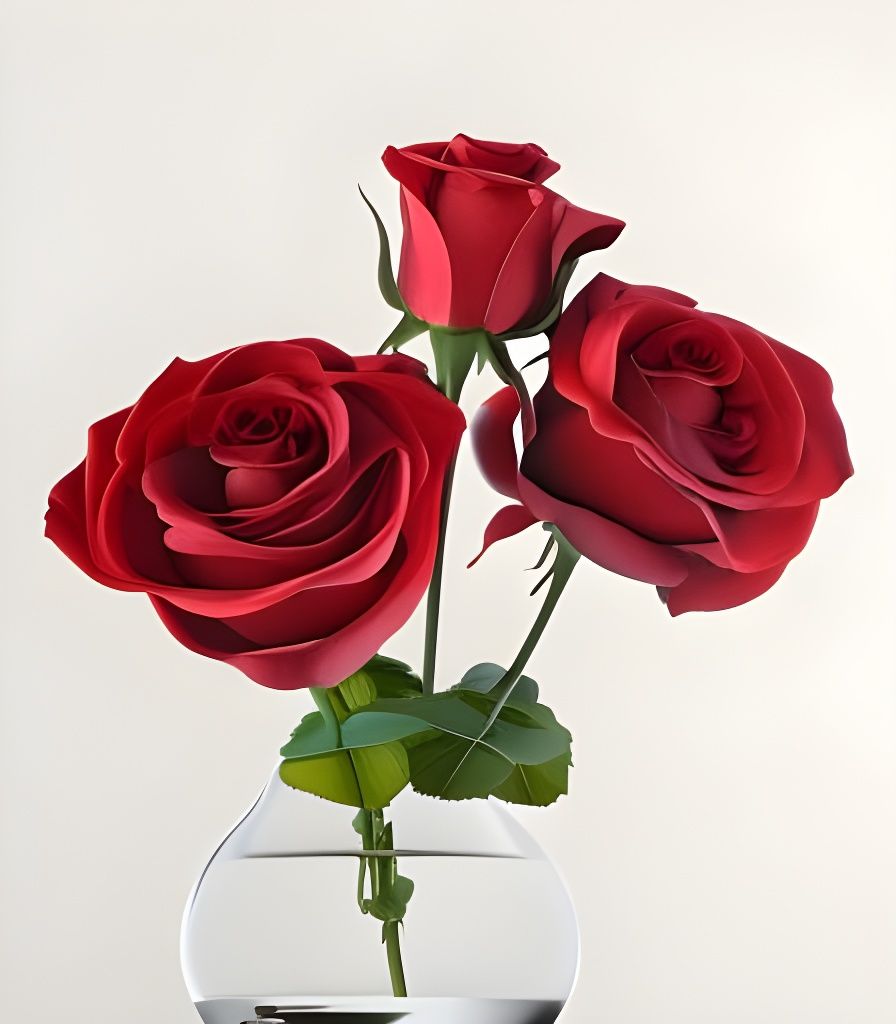 red roses in a glass vase, deep color hyperrealism LightWave 3D sharp ...