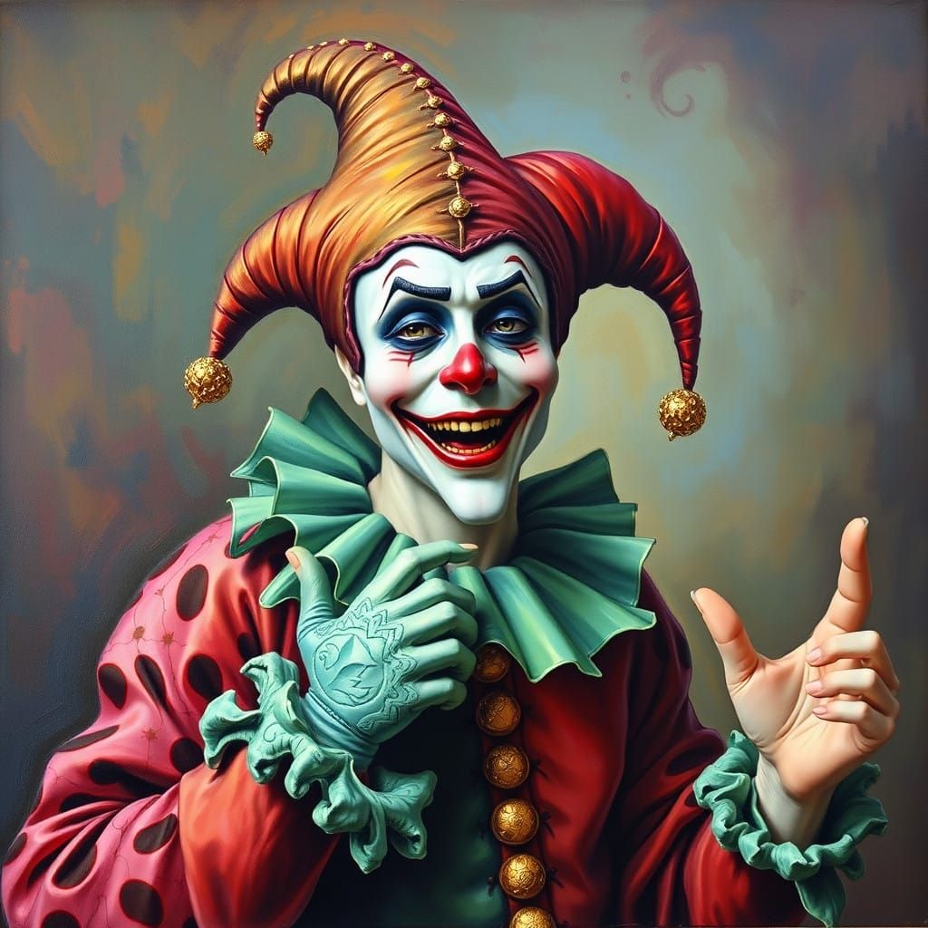 Whimsical Jester Shares Laughter in Enchanted Real... - AI Art