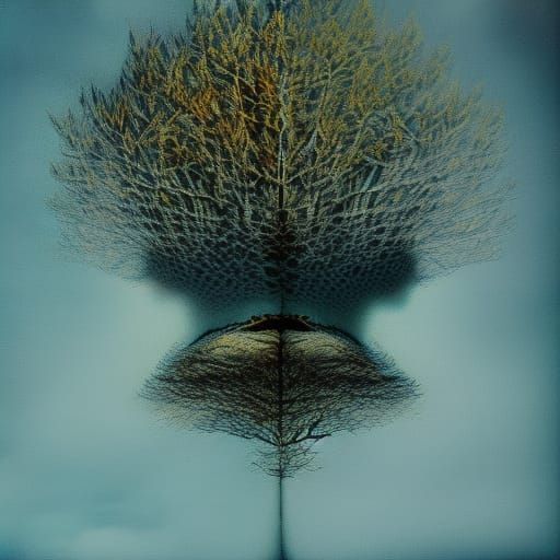 superimposition of head and tree/8k resolution concept art detailed ...