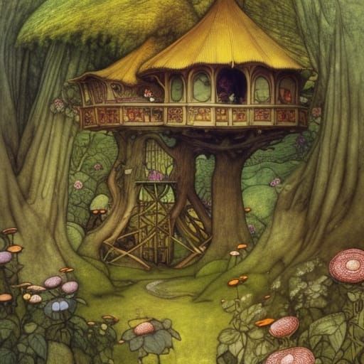 Tree House - AI Generated Artwork - NightCafe Creator