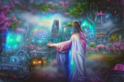 Christ is risen 8k resolution holographic astral cosmic illustration ...