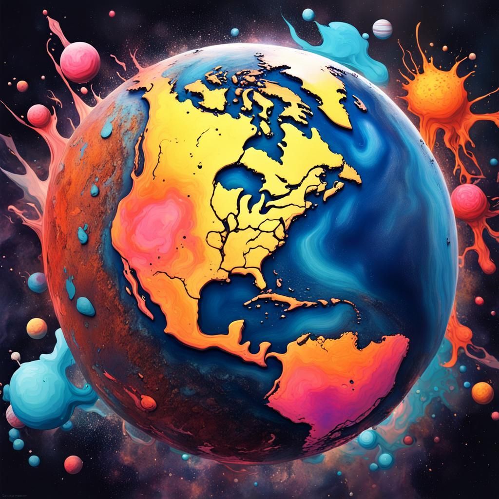 Earth made of paint - AI Generated Artwork - NightCafe Creator