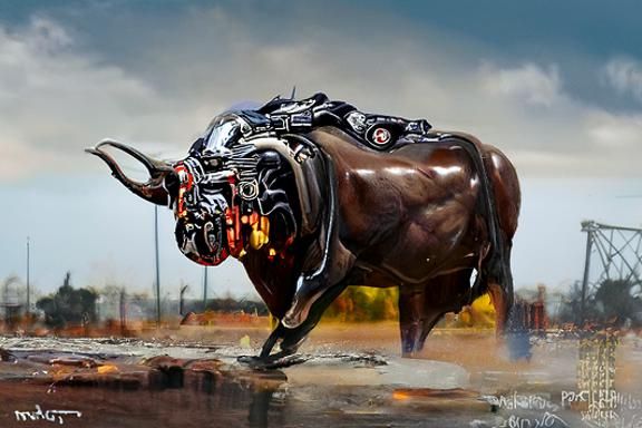 Mechanical cyborg bull trending on Artstation hyperrealism concept art ...