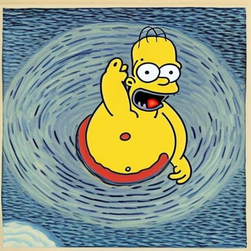 Homer Shimpson swimming in a flushbowl - AI Generated Artwork ...
