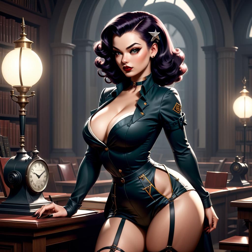 Dark academia pinup - AI Generated Artwork - NightCafe Creator