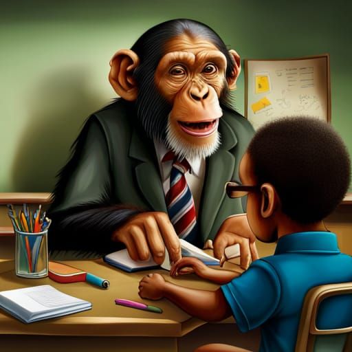 Mr. Chimp the school teacher - AI Generated Artwork - NightCafe Creator