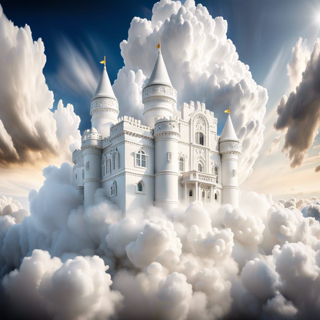 A magnificent white castle made of clouds : r/nightcafe
