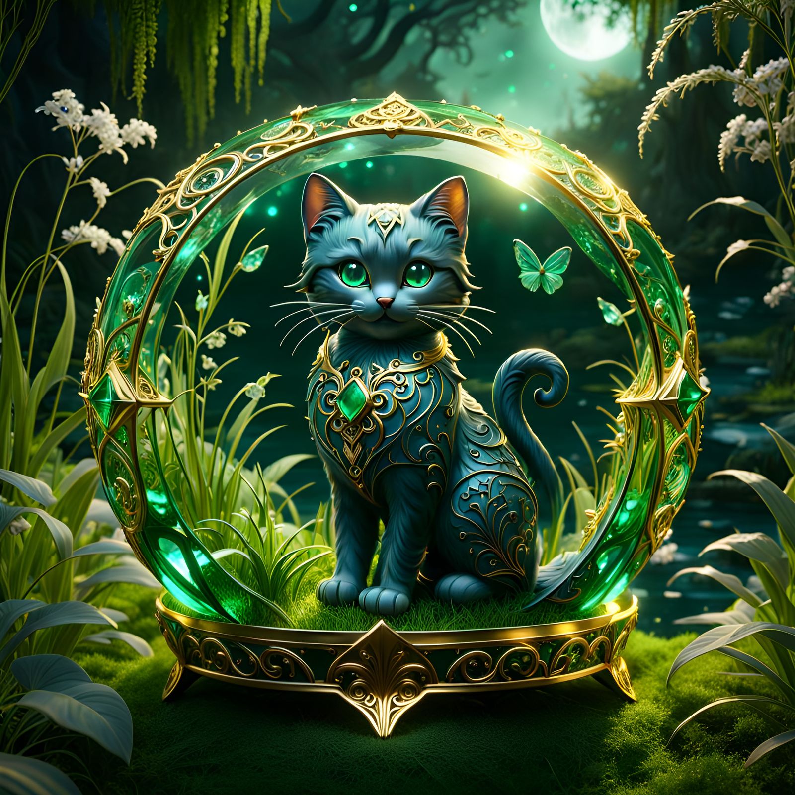 The Emerald Kitten 💚🐈‍⬛ - AI Generated Artwork - NightCafe Creator
