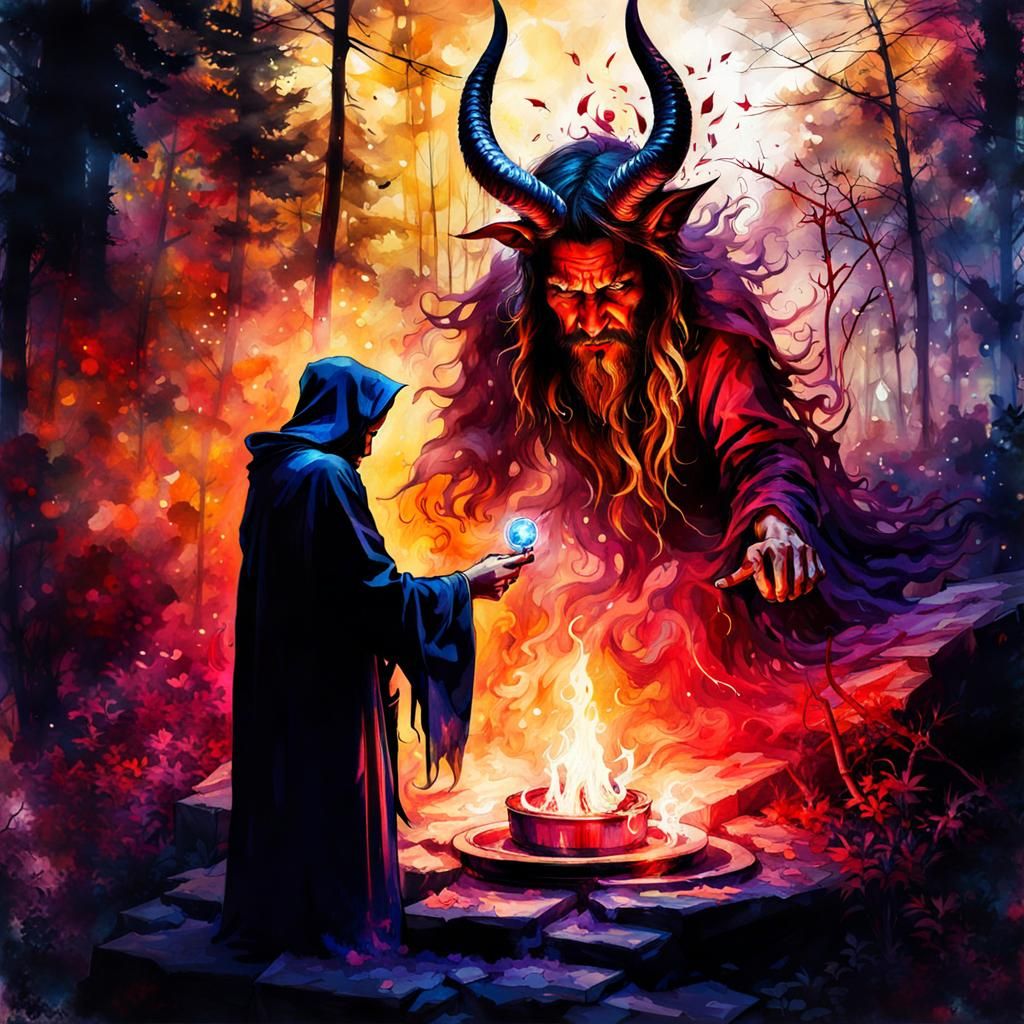 an occultist summoning the devil - AI Generated Artwork - NightCafe Creator