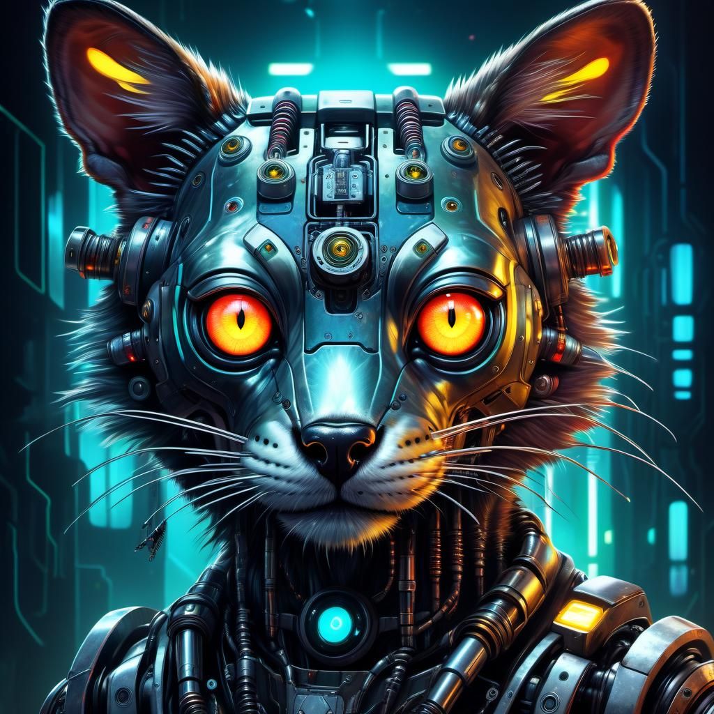 Cyborg Cat - AI Generated Artwork - NightCafe Creator