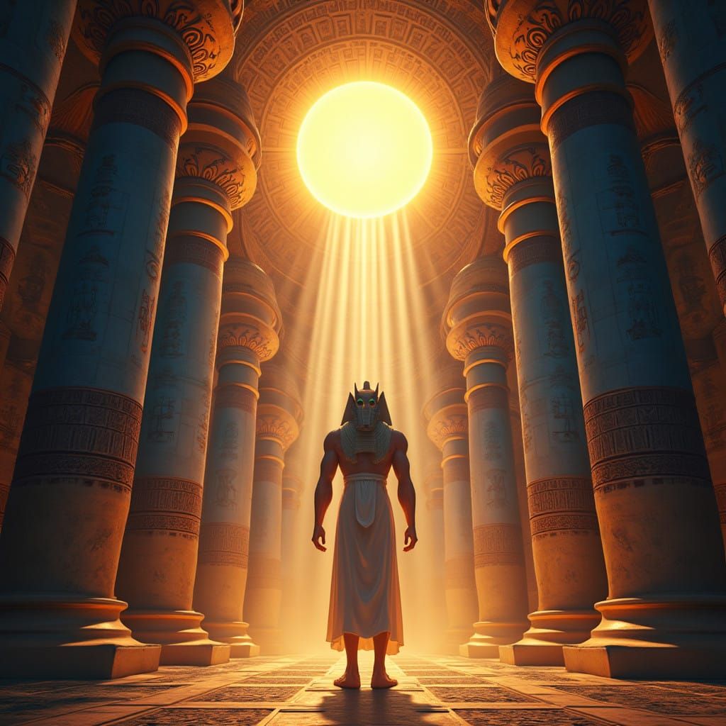 The Sun God RA in his fantastic temple