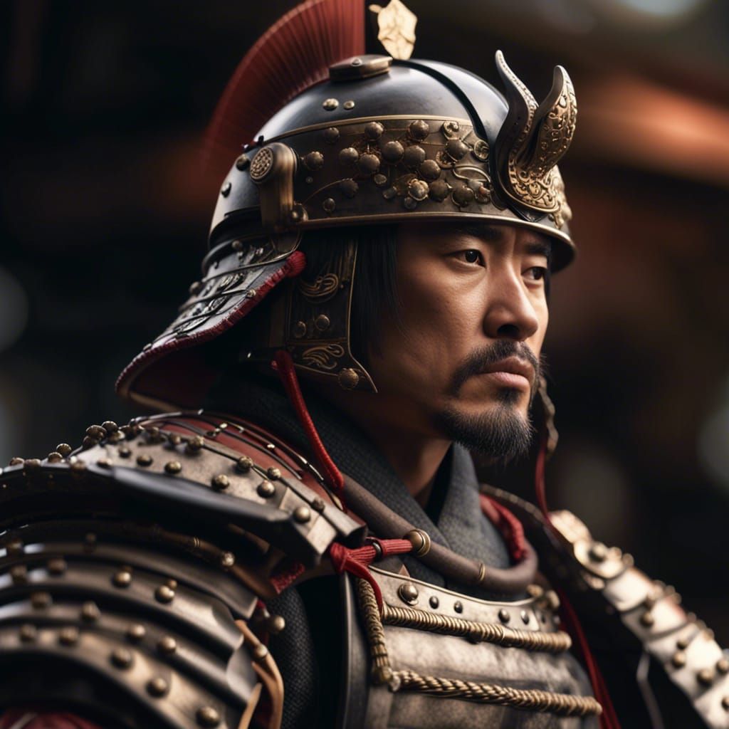 Japanese warrior in armour, 4k, 3d, fine detail, high definition ...