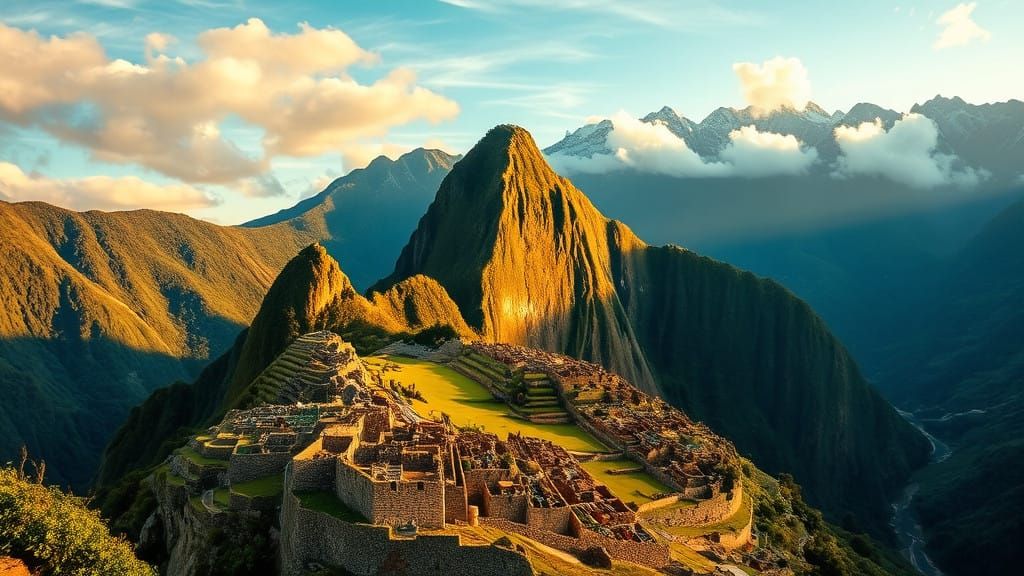 render machu picchu peru - Machu Picchu Citadel in Andes Mou...