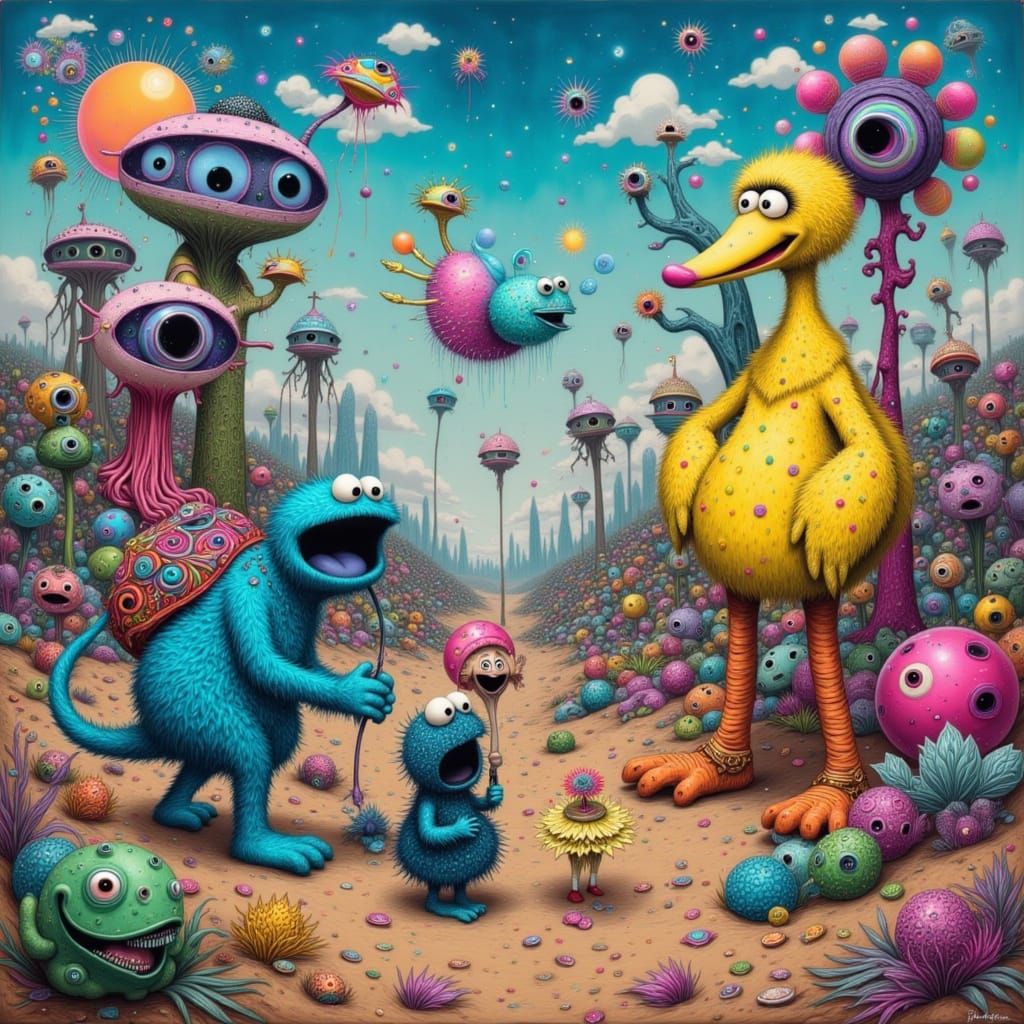 The Muppets Cookie Monster, The Count, Big Bird, adventures in Area 51 ...