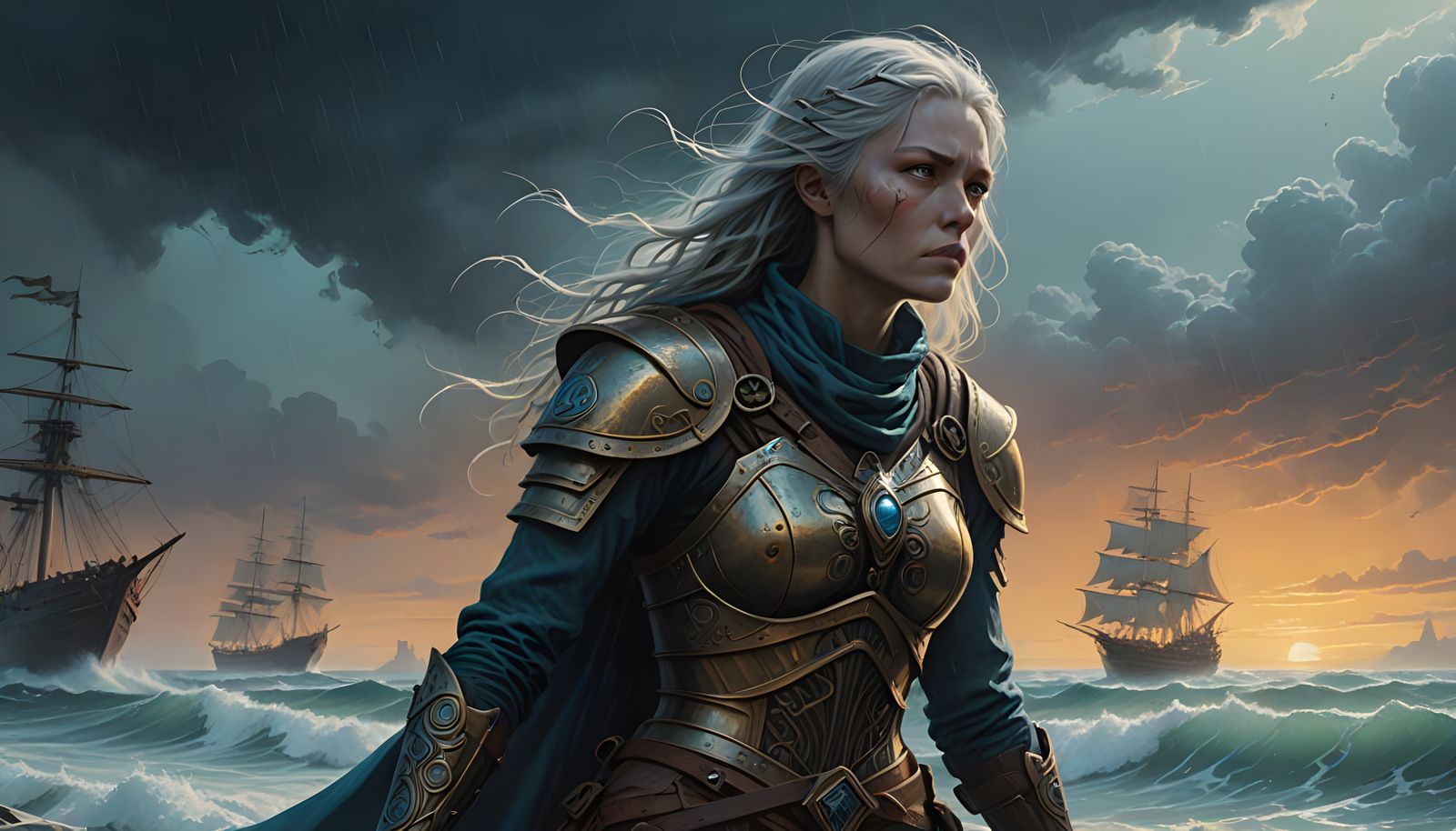 Viking Warrior Astrid Commands the Elements in Sto... - AI Art