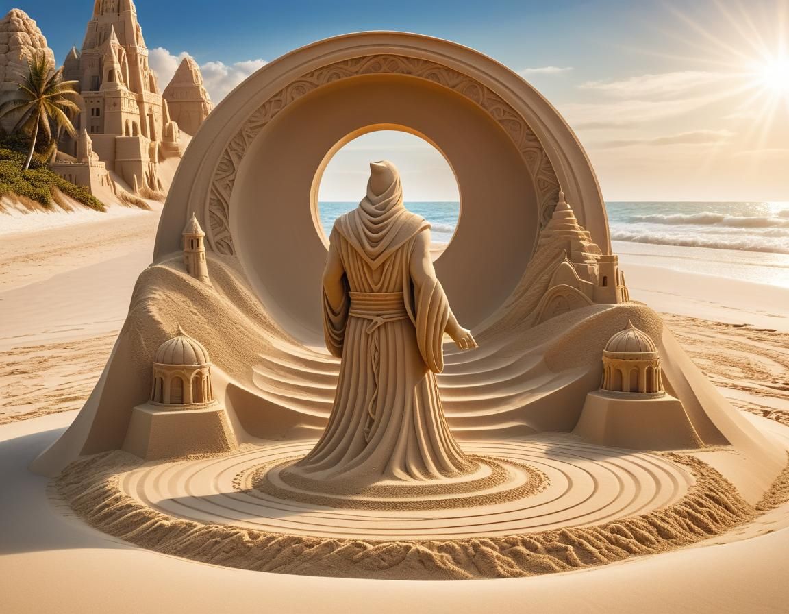 Portal Sand Sculpture - AI Generated Artwork - NightCafe Creator