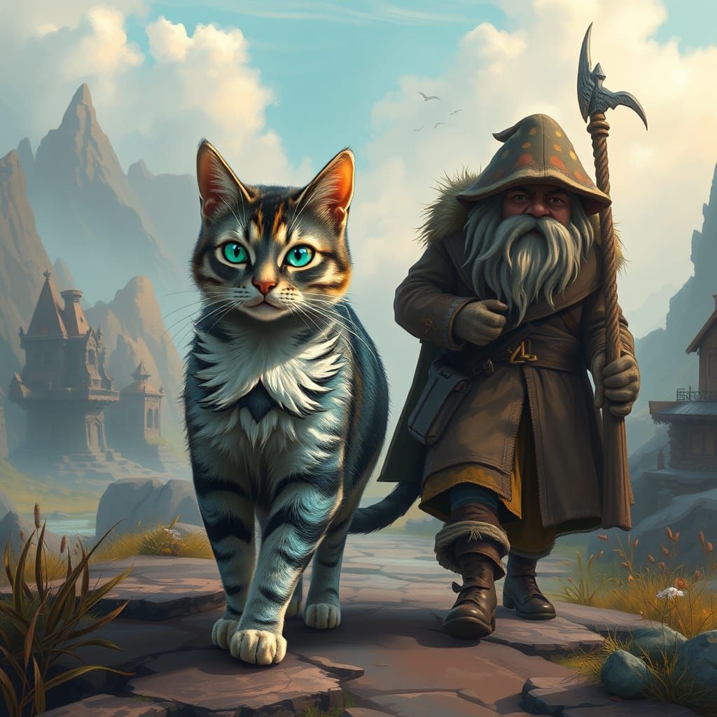 A cat walks next to their human. - Regal Cat Walks Beside Hu...