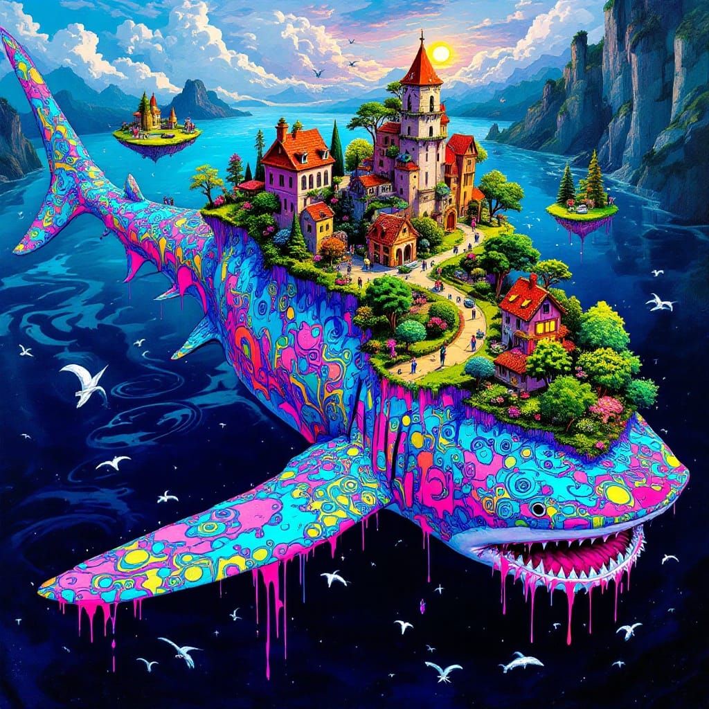 "Funkabstraction Puppetry Realism with Frost Burn & Whirlpool Dripbrush Technique" A surreal ...