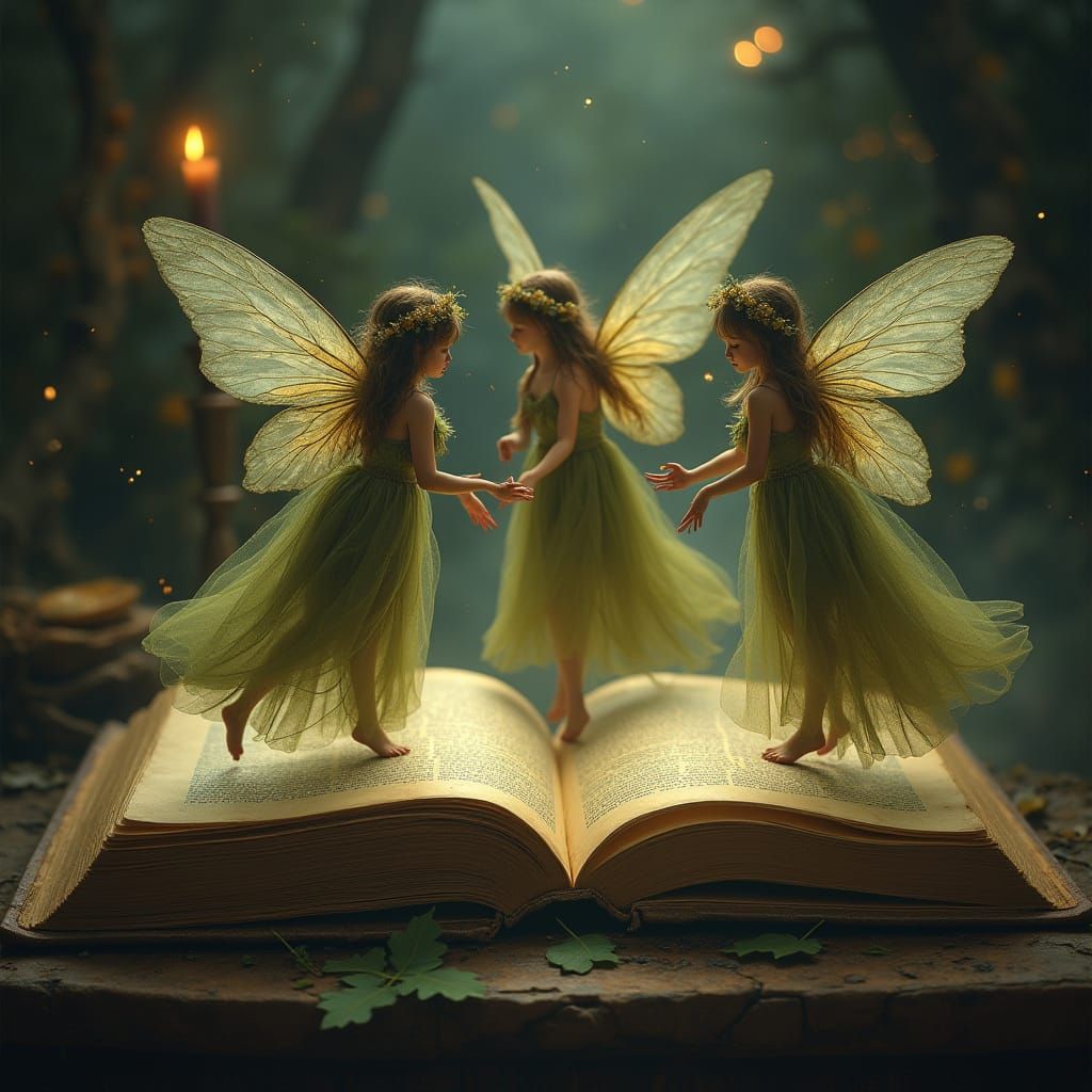 Midnight Conference - Whimsical Faeries Dance Amidst Ancient...